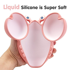 Qshare Toddler Plate, Portable Baby Plates for Toddlers and Kids, BPA-Free Strong Suction Plates for Toddlers, Dishwasher & Microwave Safe Silicone Placemat 9x6x1.4 inch