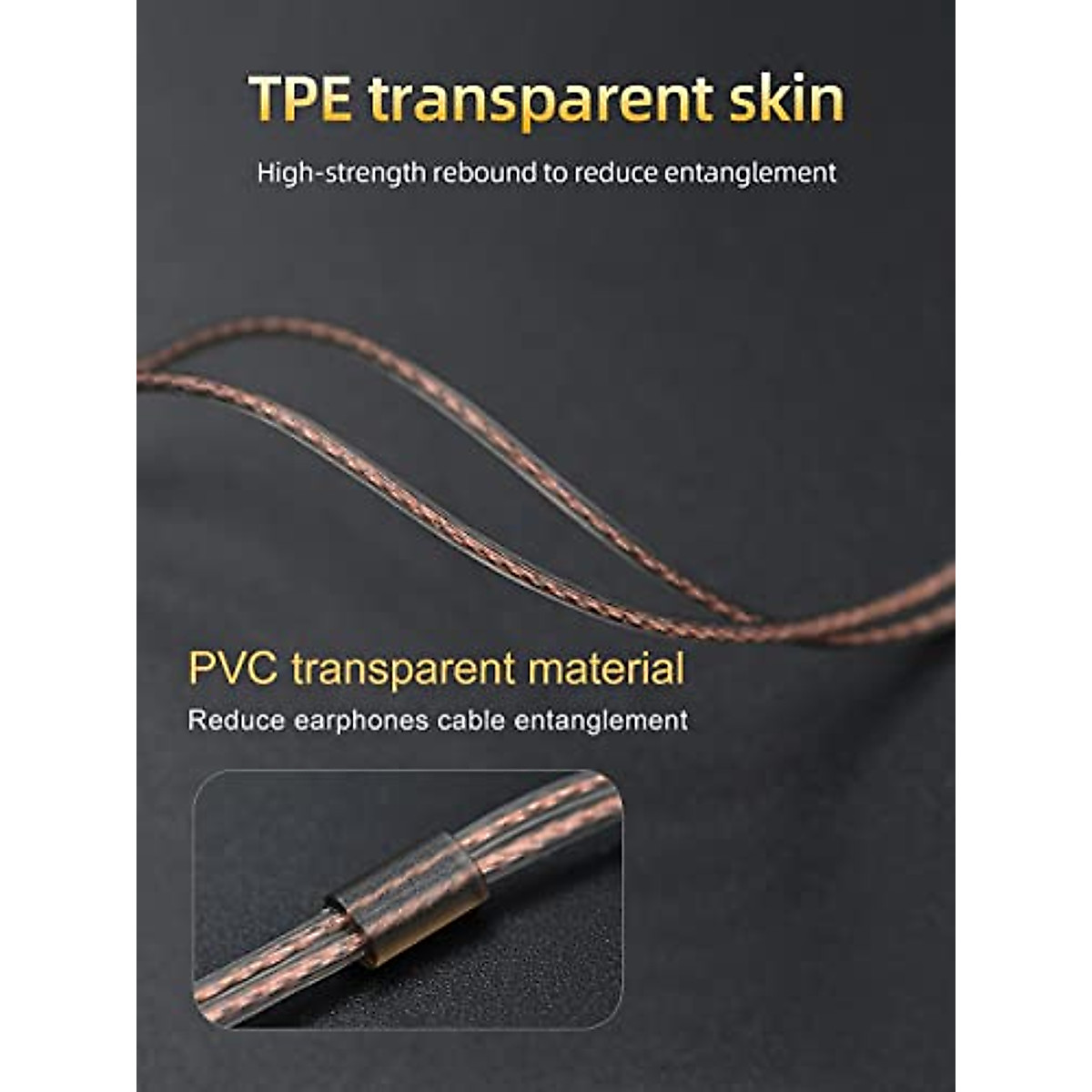 FAAEAL KZ ZSN PRO Earphone Upgraded Cable 2 Pin 0.75mm OFC Replacement Detachable Cable 3.5mm Gold-Plated Replacement Headsets Wire for KZ EDX ZEX ZS10 PRO ZAS Zax DQ6 Headphones(No Mic, C Pin)