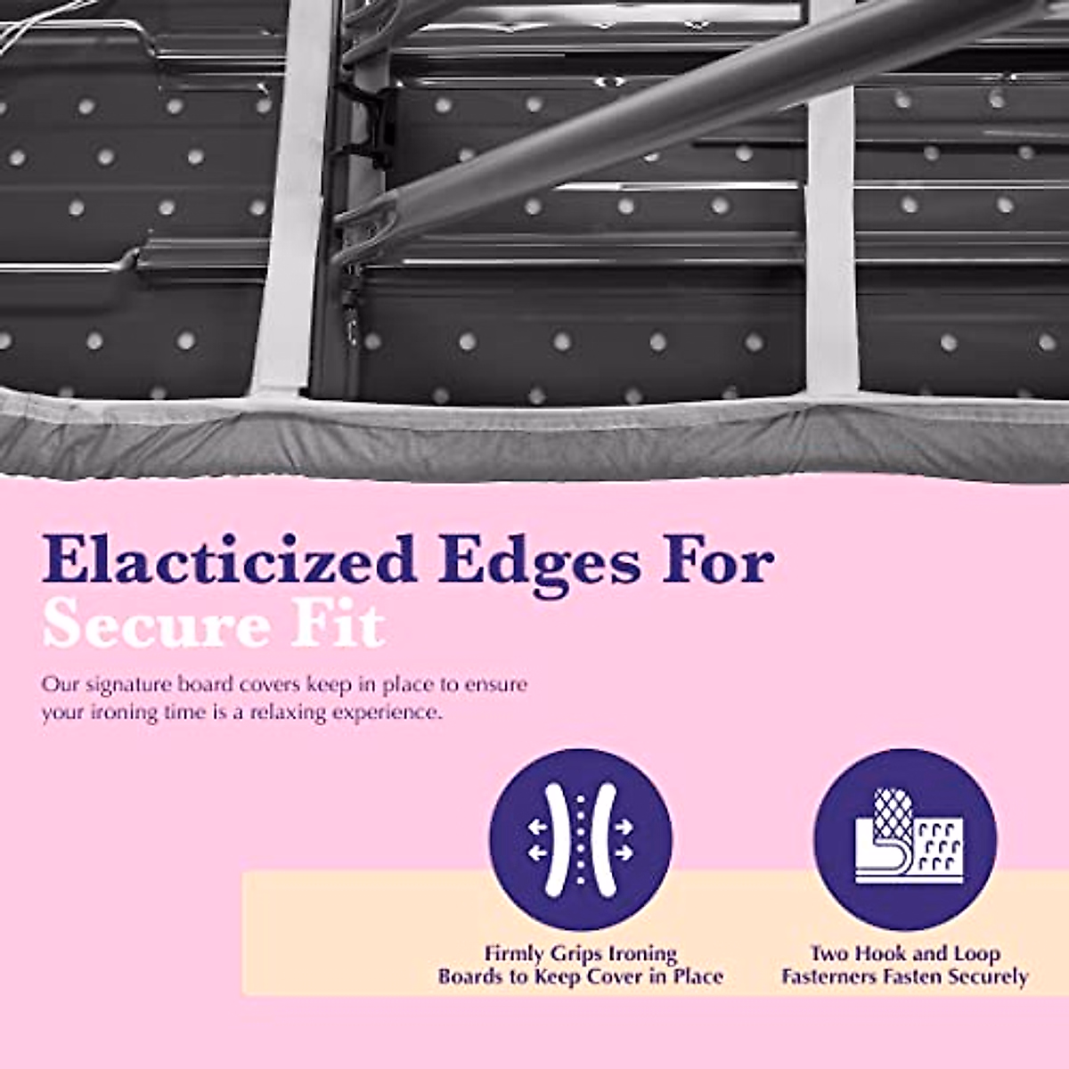 Epica Ironing Board Cover and Pad - Standard Size 15x54 Padded Ironing Board Covers, Heat Reflective Coating, Elastic Edge, Thick Pads, Scorch & Stain Resistant Iron Board Cover with Padding Grey