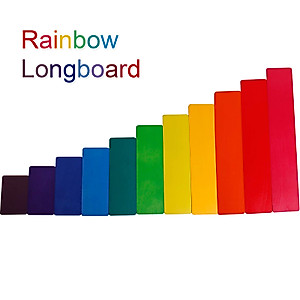 Dinhon 11 PCS Wooden Rainbow Board Oversized Stacking Game Jigsaw Puzzle Building Blocks Children's Baby Toddler Toys 3 Years Old Boys and Girls Toy Gifts