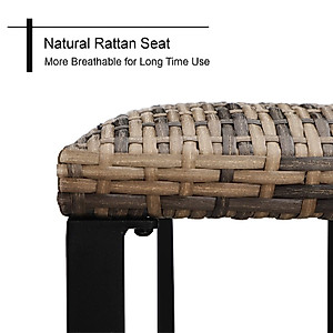 PHI VILLA Outdoor Bar Stools Set of 4, 26” Wicker Seat Counter Height Backless Barstools, Metal Frame Bar Chairs for Patio Kitchen & Dining