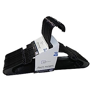Mainstay 18-Pack Standard Plastic Hangers (Black, 2 Pack)