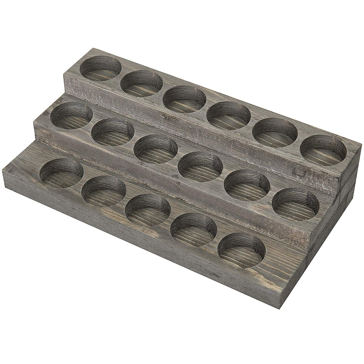 MyGift 3-Tier Vintage Grey Wood 17-Bottle Essential Oil Display Stand