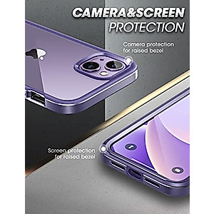 SUPCASE Unicorn Beetle Edge XT Case for iPhone 14 Plus 6.7", with Built-in Screen Protector Slim Frame Clear Protective Case (Purple)