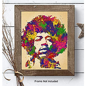 Jimi Hendrix Poster - 8x10 Psychedelic Experience Wall Art Decor for Men, Boys Bedroom, Living Room, Music Studio - Gift for Guitarist, Musician, Woodstock, Purple Haze, 60's Music Fan - UNFRAMED