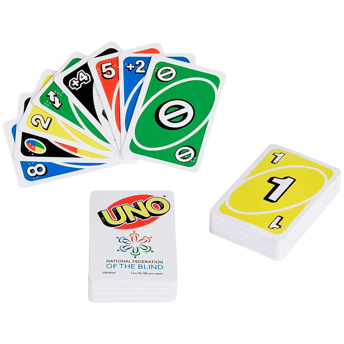 Mattel Games UNO Braille Card Game for Kids & Adults with Cards Specially Designed for Blind and Low-Vision Players