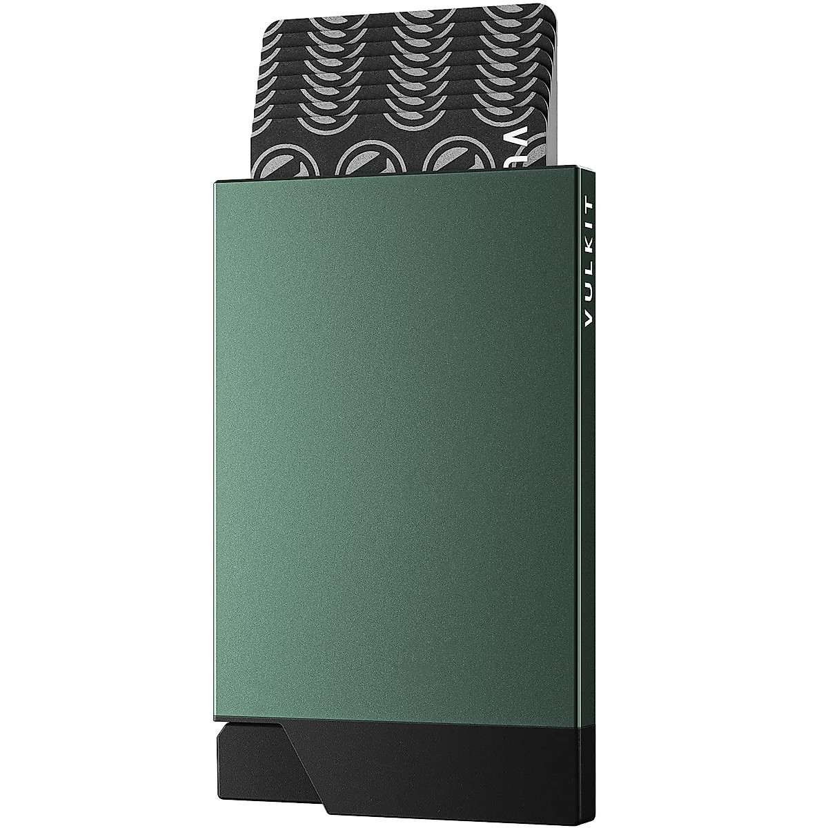 VULKIT Pop up Credit Card Holder Minimalist Metal Business Card Case RFID Blocking Front Pocket Wallet for Men or Women(Midnight Green)