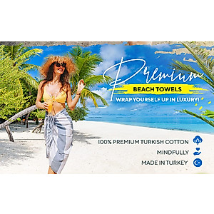 HAVLULAND Pack of 4 Turkish Beach Towels Oversized 71x39 Quick-Dry Absorbent Extra Large Soft Turkish Bath Towel Pre-washed Sand Free Beach Travel Camping Blanket Adults Gift Pool Towels