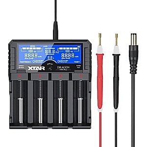 XTAR Dragon VP4L Plus Professional 18650 Capacity Tester Universal 18650 Charger for Rechargeable Batteries Li-ion 21700 26650 14500 16340 Ni-MH AA AAA D with USB Output and Battery Repair Function