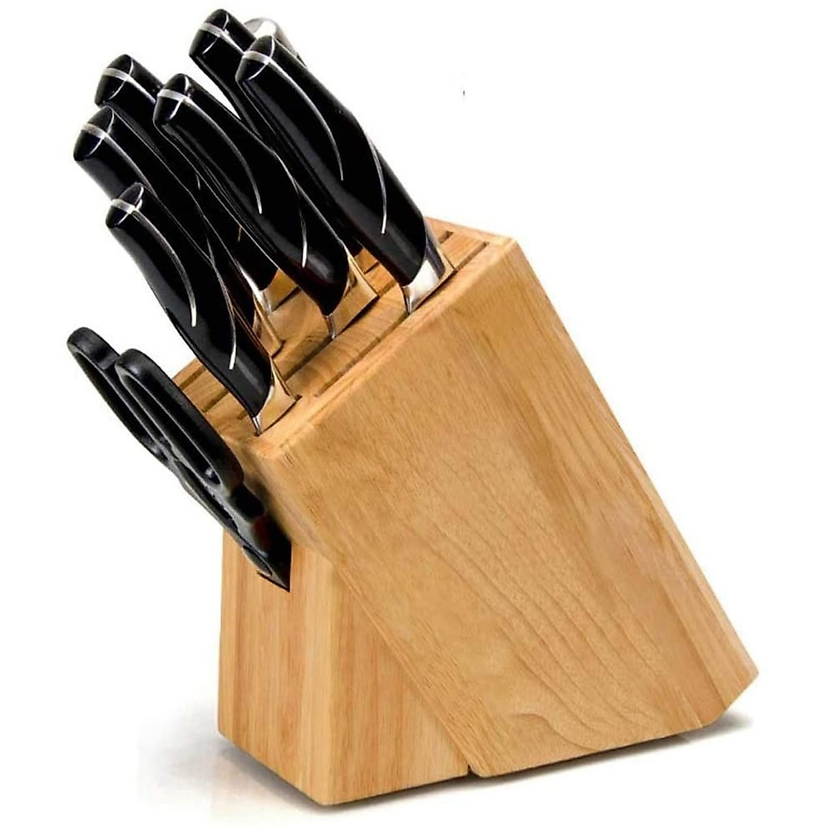 AQUETI Knife Block Functional Universal Beech Knife Rack Block Storage Organizer Knife Holder Restaurant Kitchen Knife Holder Knife Storage