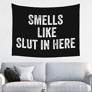 Haebfsl 29x37in Aesthetic Trippy Smells Like Slut In Here Tapestry For Bedroom And Living Room Decor