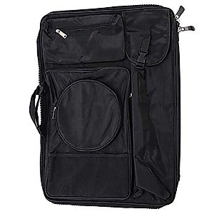 U.S. Art Supply Black Nylon Art Supplies Portfolio Carry Backpack Bag, Size: 19" x 26"