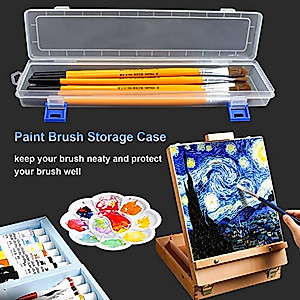 4 Pack Paint Brush Storage Box Clear Paint Brush Holder Long Brush Storage Case Watercolor Pen Container with Buckle
