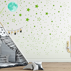 1049 Pieces Luminous Sticker Wall Decal Luminous Stars self-Adhesive Children's Room Wall Stickers Moon and Stars Fluorescent Wall Stickers, Stickers for Children's Rooms Girls Decorative