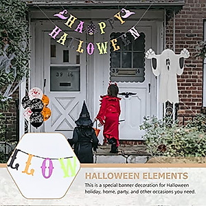 ABOOFAN 2 Sets Happy Halloween Banner Paper Hanging Paper Pumpkin Bat Spider Bunting Garland for Halloween Party Decorations