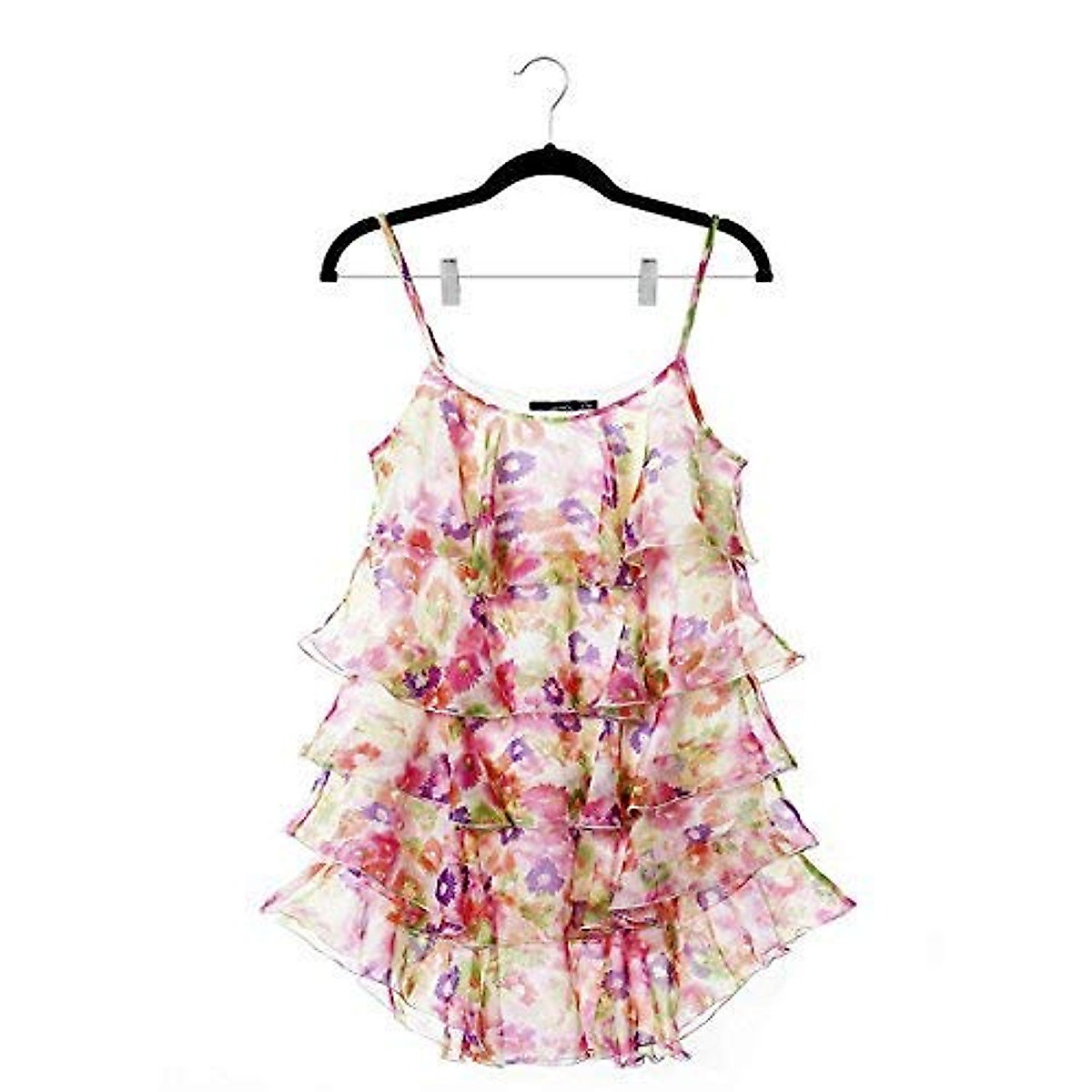 OIKA Pants Hangers 20-Pack,16.7-Inch Long Velvet Hangers with Adjustable Clips, Non-Slip, Space-Saving for Trousers, Skirts, Coat, Dresses, Tank Tops-Black Hangers