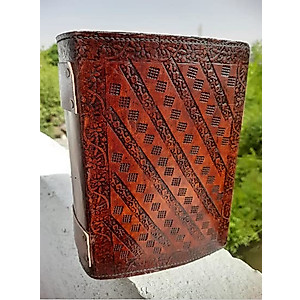 Cure De Bolso 560 Pages Large Leather Journal - Seven Chakra Diary Notebook With Stones Book Of Shadows Sketchbook Handmade Writing Notebook-7X10 Inches, Brown