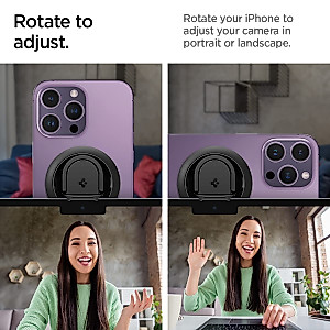 Spigen O-Mag Ring (MagFit) Camera Webcam Mount for MacBook, Magnetic Phone Holder Grip Designed for MagSafe (MacBook Pro, Air, iPhone 14 Pro Max, 14 Pro, 14 Plus, 14, 13 and 12 Series) - Black