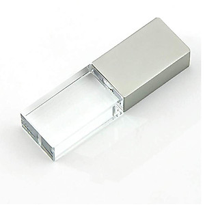 32GB USB 2.0 Flash Drive Crystal Blue LED Light Transparent Glass Pen Drive Cute Mini Memory Stick Gift for Boy Girls Kids Adults Thumb Drives Pendrive