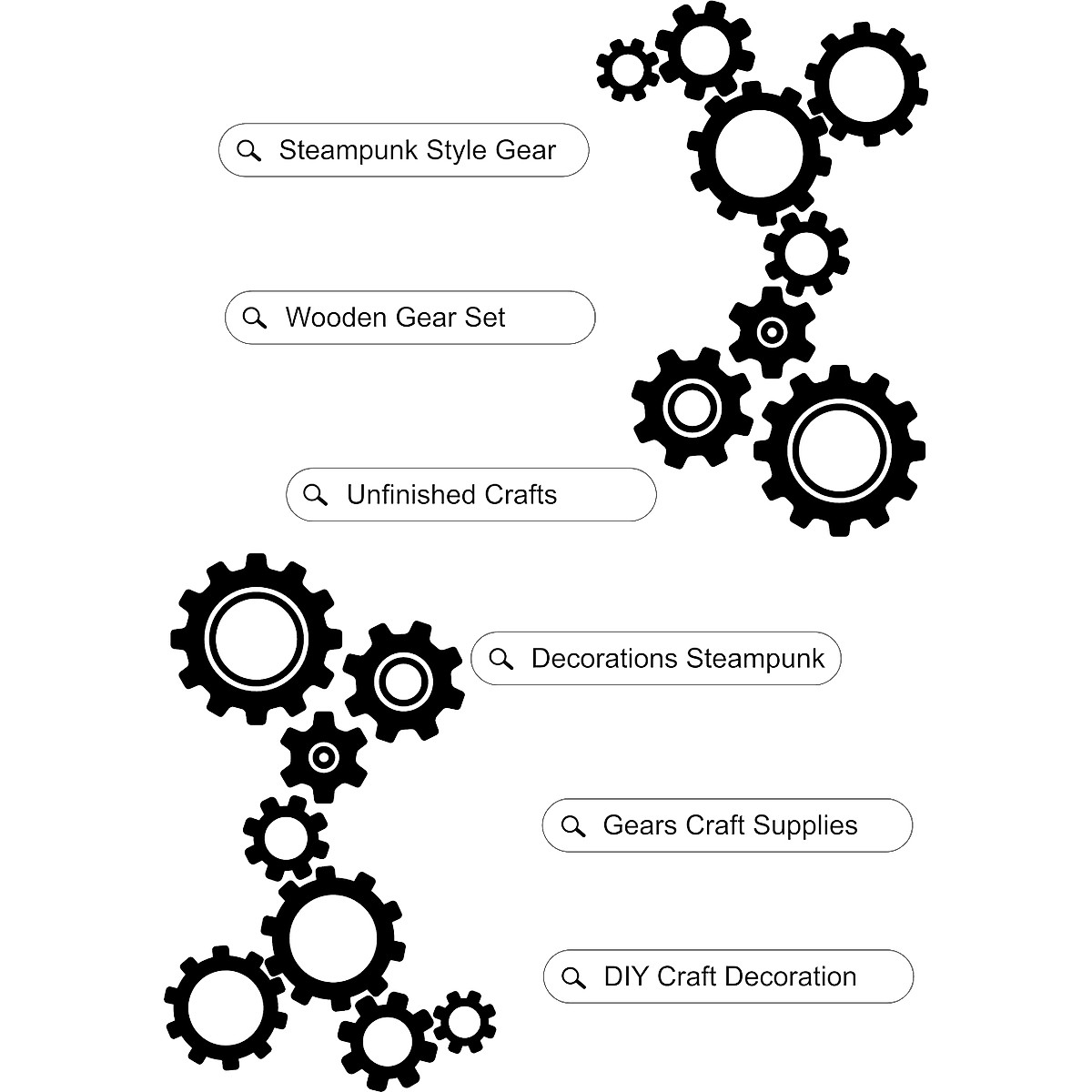 Wooden Gear Set up to 5.9" Unfinished Crafts & Decorations Steampunk Design DIY Paint the Gears Craft Supplies