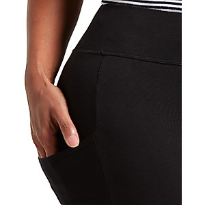 No nonsense womens Cotton Lounge Capri With Tech Pocket Legging, Black, X-Large US