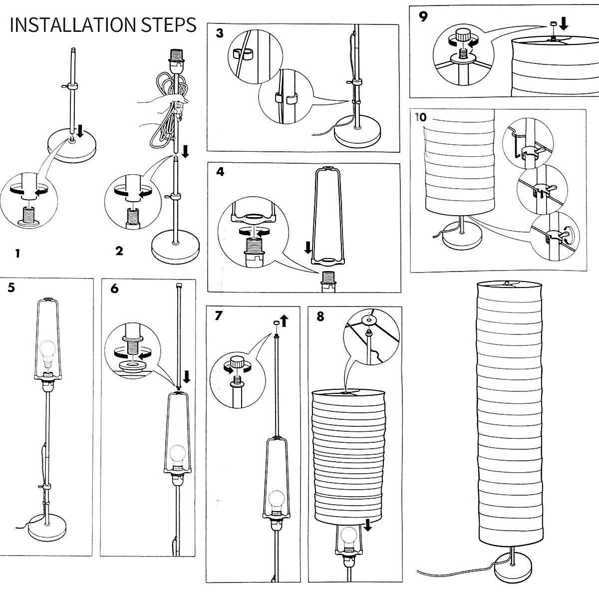 UOIENRT Paper Floor Lamp Shades Nordic Style Table Light Cover Barrel Chandelier Protector for Home Hotel Bedside Desk Wall Floor Lamp