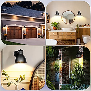 Brightever Outdoor Lights Wall Sconces Lantern, Farmhouse Wall Mount Porch Lights Fixtures, Industrial Patio Exterior Barn Light, Matte Black E26 Socket Lamp for Garage Doorway Bathroom(2 Packs)