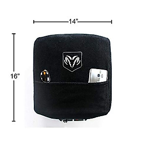 Seat Armour KADGRBSO04-14 Custom Fit Center Console Cover for Select Dodge Ram Models with Bucket Seats - (Black) (Officially Licensed Ram Embroidered Logo)