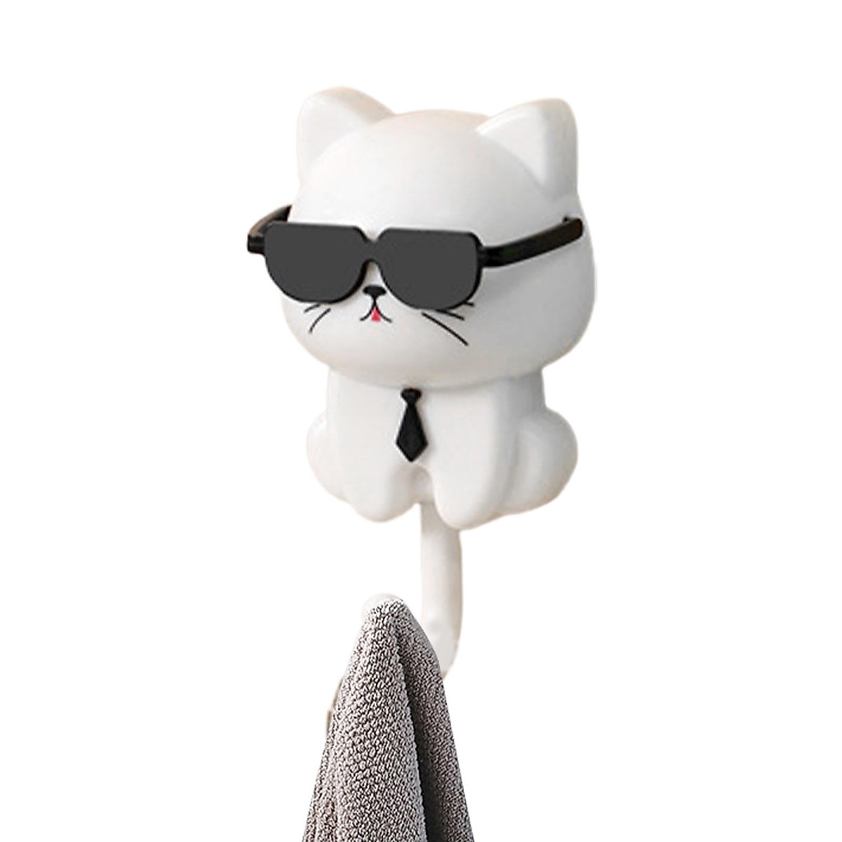 Cat Key Holder - Pet Wall Hooks | Kitten Coat Hooks | Cute Cat Key Hook with Sunglasses | Adhesive Utility Wall Hooks | Cartoon Animal Key Holder for Wall Decoration Backpacks