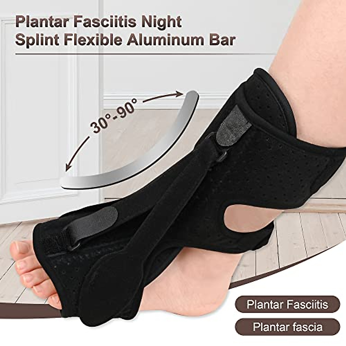 Upgrade Plantar Fasciitis Night Splint ,Haisalin Foot Drop Orthotic Brace for Women & Men,Relief Brace for Plantar Fasciitis Relief, Heel, Ankle, Arch Foot Pain, Achilles Tendonitis,Matching Arch Support Insoles(Black)