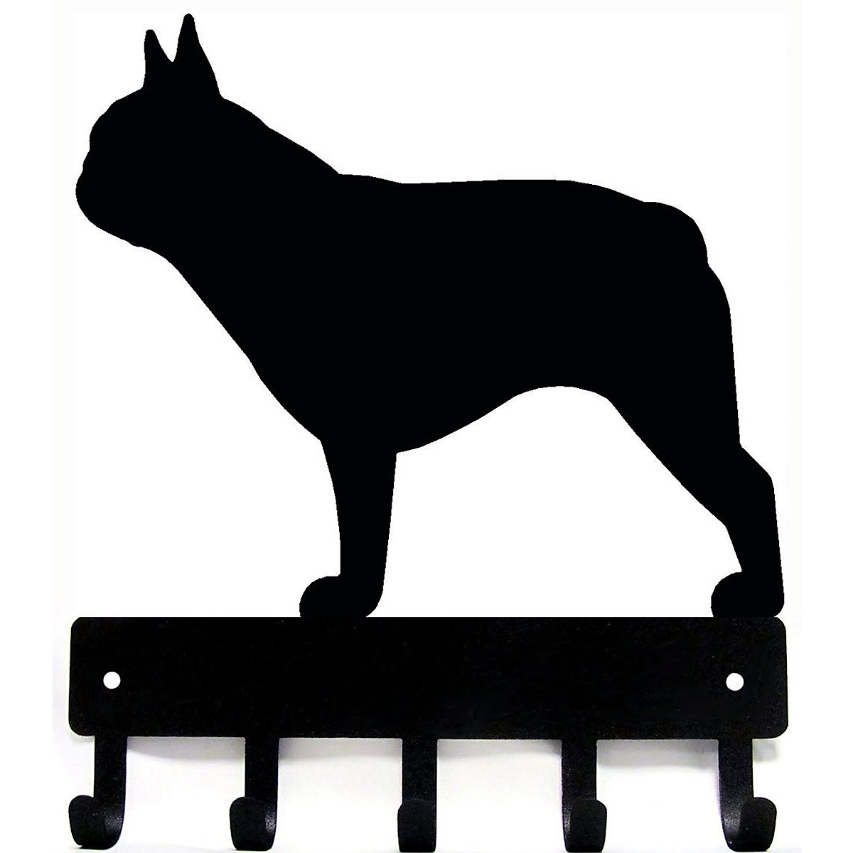 The Metal Peddler French Bull Key Holder & Dog Leash Hanger for Wall - Large 9 inch Wide with 5 Hooks - Made in USA