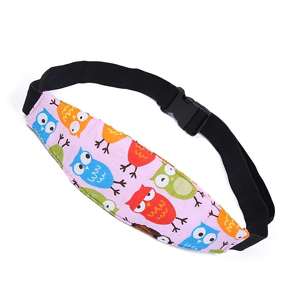 Potelin Baby Car Seat Pad Cushion Head Support Band Pram Stroller Sleep Seat Safety Belt Strap Cartoon Owl Pattern Strap for Kids Pink 1PCS