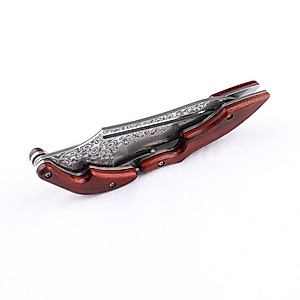 JEABROTHER VG10 Damascus Knife Mechanical Folding Knife Fixed Blade Outdoor Tool Knife