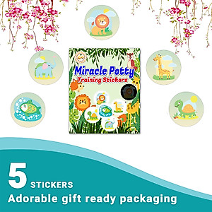 Miracle Potty Training Color Changing Stickers for Girls and Boys | Jungle Animal Toddler Potty Training Seat Toilet Sticker | Use with or Without Printable Potty Chart Or Potty Watch | 5 Pack