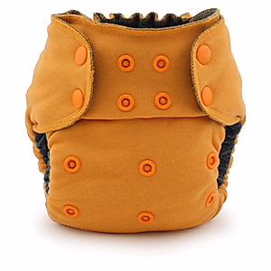 Kanga Care Ecoposh OBV One Size Adjustable Absorbent Pocket Fitted Cloth Diaper for Heavy Wetter Nighttime Organic Bamboo Velour | Saffron (Yellow) 6-35+ lbs