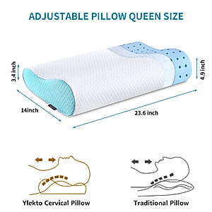 Memory Foam Pillows Neck Pillow Bed Pillow for Sleeping Ergonomic Cervical Contour Pillow for Side Back Stomach Sleeper for Neck and Shoulder Pain