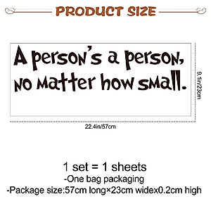 Removable Vinyl Quotes Saying a Person's a Person, No Matter How Small Words Wall Stickers Murals Decals for Home Children's Kids Babys Bedroom Decoration Art Decor