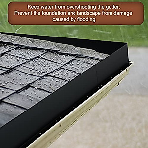 BJADE'S Gutter Valley Splash Guard,4 Pcs Aluminum Roof Valley Splash Shield Gutter Guard.for Straight,Flat Roofs,Corner,10 inch Each,Black