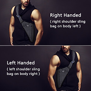 NIID FINO Sling Shoulder Crossbody Bag Classic Chest Bag Slim Backpack Multipurpose Daypack Cycling Walking Hiking Trip Fits Up to 7.9 inch iPad Mini (Gray Right Hand), 7.9".