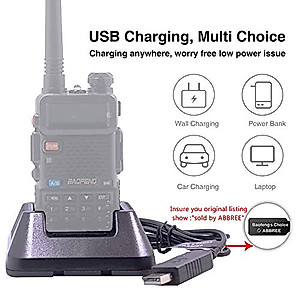 BAOFENG UV-5R Portable USB Charger Cable Indicator with Light for UV5R UV-82 BF-F8HP GT-3 UV-9R Plus Series Two Way Radios Charger(2Pack)