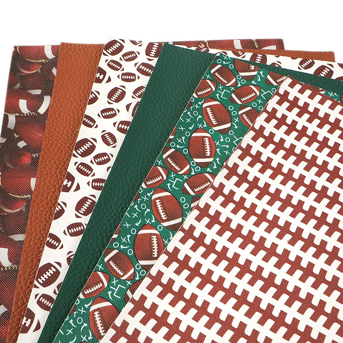 David Angie Football Soccer Ball Printed Faux Leather Sheet PU Textured Grain Leather Sheet Assorted 6 PCS 7.9" x 13.4" (20 cm x 34 cm) for Hair Accessories DIY Crafts Making (Ball)