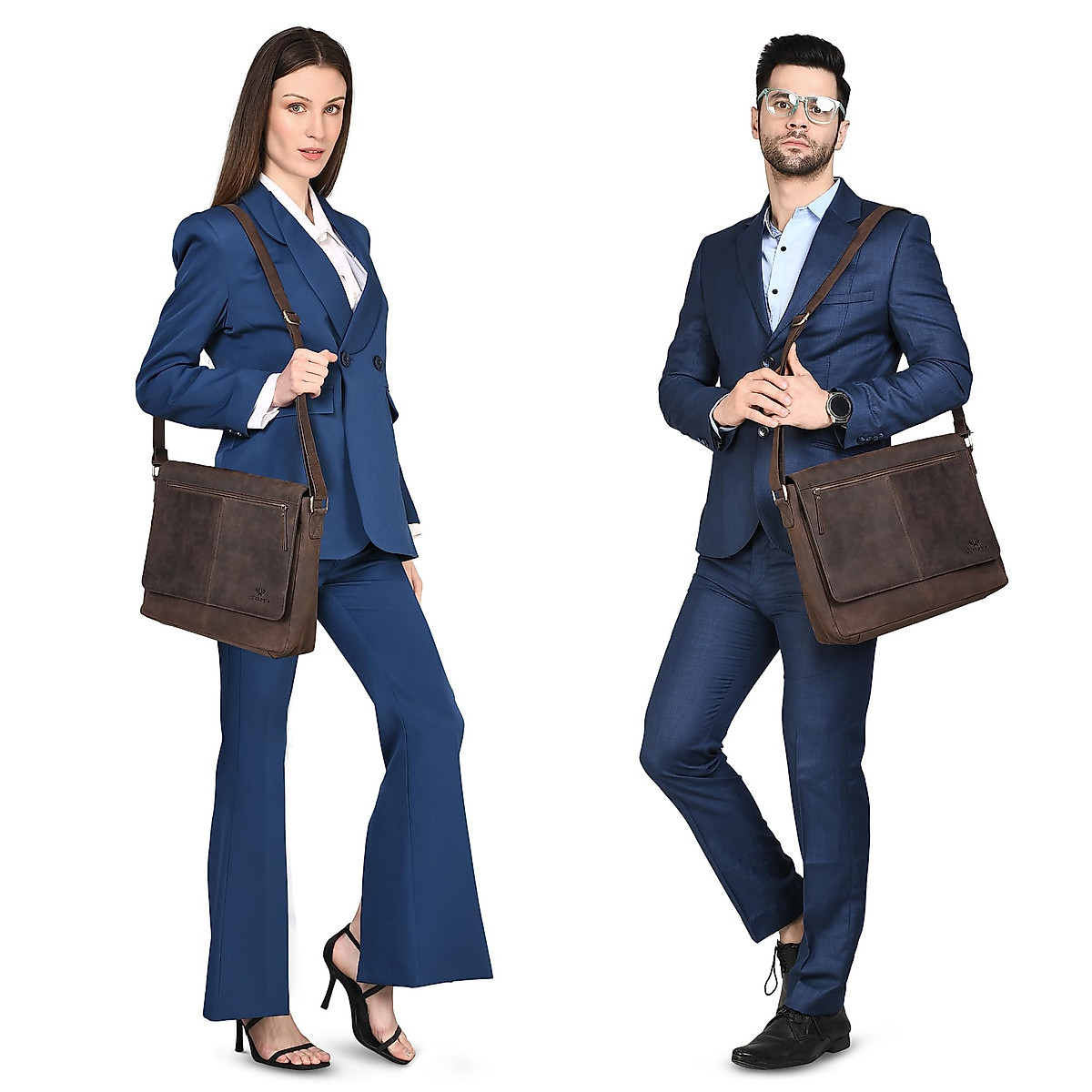 LUXEORIA Leather Briefcase Shoulder Bag for Women & Men, Over the Shoulder Bag for Women Crossbody & Mens Briefcase Office Bag for Travel | Opulent - Dark Brown