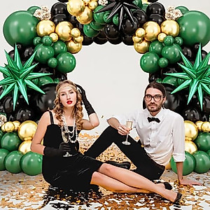 Green Black Balloon Arch Kit,Balloon Garland with Black Green Star Foil Balloons Metallic Gold Balloons for Birthday Anniversary Graduation Wedding New Year Party Decoration