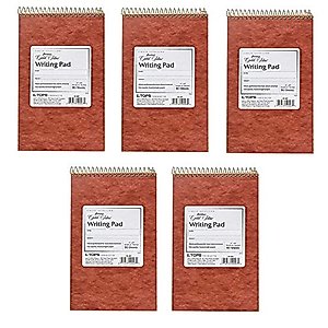 Ampad Gold Fibre Retro Writing Pad, Red Cover, Ivory Paper, 5 x 8, Medium Rule, 80 Sheets, Sold as 5 Pack (20-007)