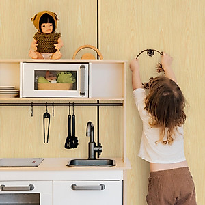 Fititem Wood Contact Paper Light Natural Wood Wallpaper Peel and Stick Faux Wood Grain Contact Paper for Cabinets and Drawers Self Adhesive Waterproof Oak Wallpaper for Kitchen Shelves Desk 118”×17.3”