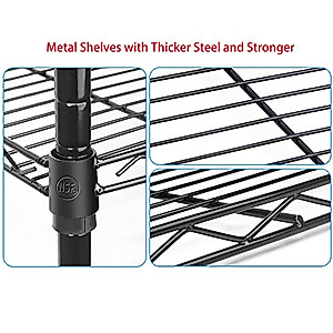 Hlyluo 4-Shelf Adjustable, Heavy Duty Storage Shelving Unit on Wheel Casters (210 lbs Loading Capacity per Shelf), Metal Organizer Wire Rack, Black (23.6L x 15.7W x 49.8H)
