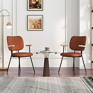 Giantex Modern Fabric Dining Chair Set of 2, Padded Armchairs with Linen Fabric, Sturdy Metal Legs, Curved Backrest, Load up to 360 LBS, Accent Chair for Living Room Kitchen