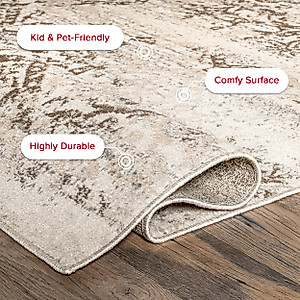 nuLOOM Freja Floral & Paisley 2x12 Runner Rug for Living Room Bedroom Dining Room Entryway Hallway Kitchen, Beige/Ivory