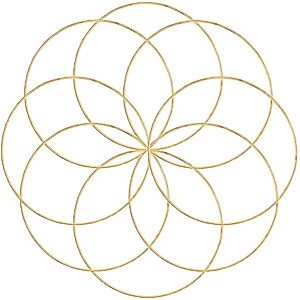 Outuxed 8pcs 10inch Metal Crafts Hoops Wreath Macrame Creations Ring for DIY Crafts Dream Catchers, Floral Macrame Hoop for Wedding Decor, Wall Hanging Craft, Gold