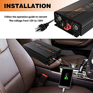 SL Euthtion 3000W/6000W(Peak) Pure Sine Wave Car Power Inverter 12V DC to 120V AC 60HZ with LCD Display, USB Port, Wireless Remote Control（10M for Car Home Laptop Truck
